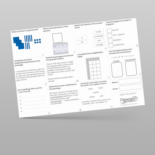 Year 3 Early Morning Work Summer Week 10 Resource | Classroom Secrets