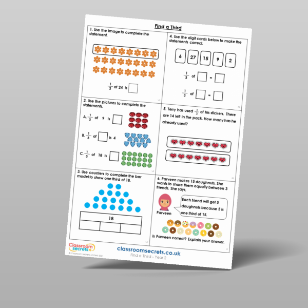 Year 2 Find A Third Mixed Activity Resource | Classroom Secrets
