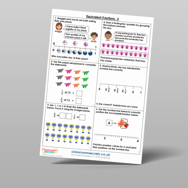 Year 3 Equivalent Fractions 2 Prior Learning Resource | Classroom Secrets