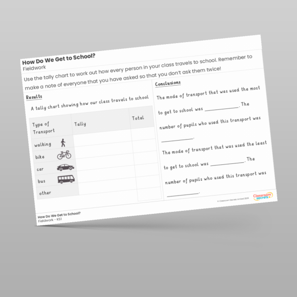 KS1 How Do We Get To School Geography Fieldwork Worksheet Resource ...