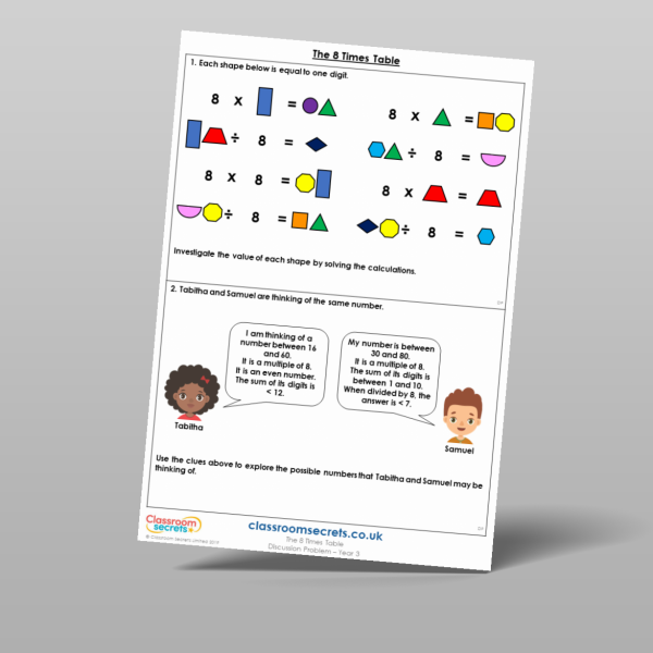 Year 3 The 8 Times Table Discussion Problem Resource | Classroom Secrets