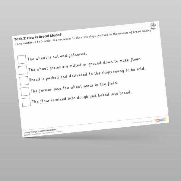 Year 2 How Is Bread Made Worksheet Resource | Classroom Secrets