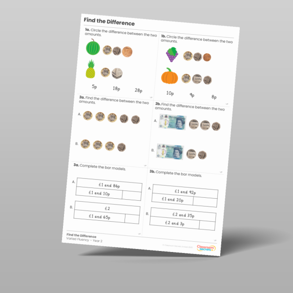 Year 2 Find The Difference Varied Fluency 2 Resource | Classroom Secrets