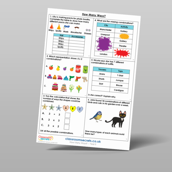 Year 3 How Many Ways Mixed Activity Resource | Classroom Secrets