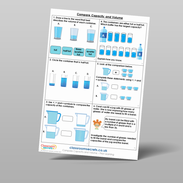 Year 3 Compare Capacity And Volume Prior Learning Resource | Classroom ...