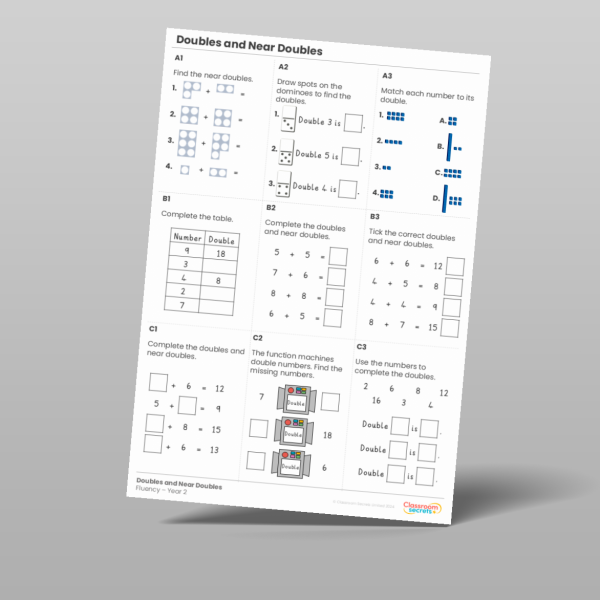 Year 2 Doubles And Near Doubles Fluency Matrix Resource | Classroom Secrets