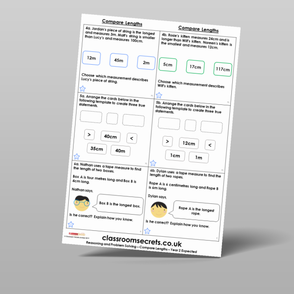 Year 2 Compare Lengths Reasoning And Problem Solving Resource | Classroom Secrets
