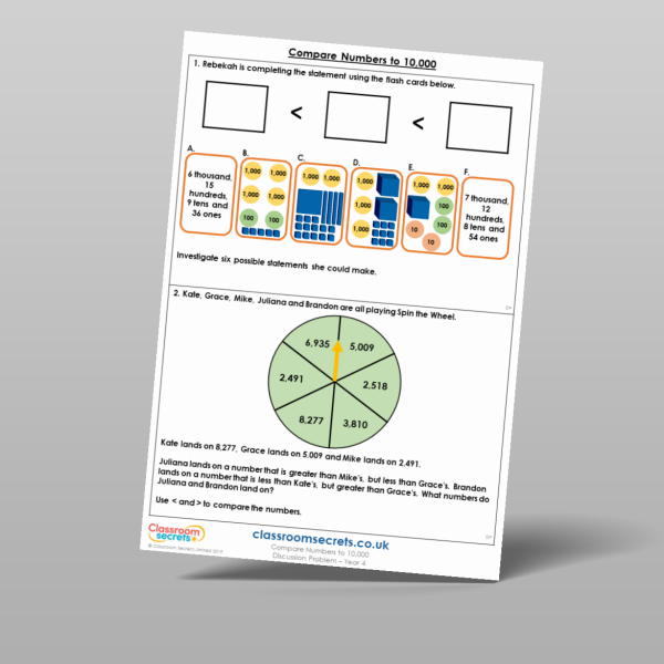Compare Numbers to 10,000 Discussion Problem Resource | Classroom Secrets