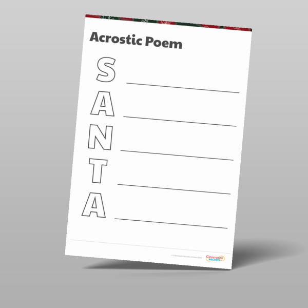 Christmas Acrostic Poem Santa Resource | Classroom Secrets