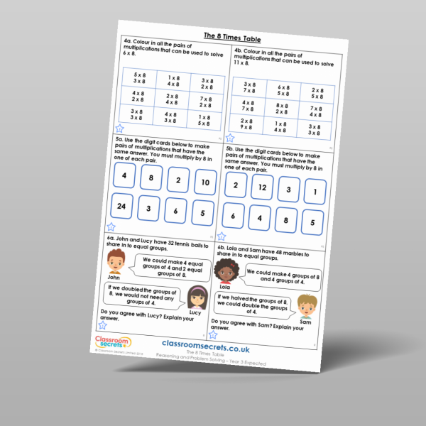 Year 3 The 8 Times Table Reasoning And Problem Solving Resource ...