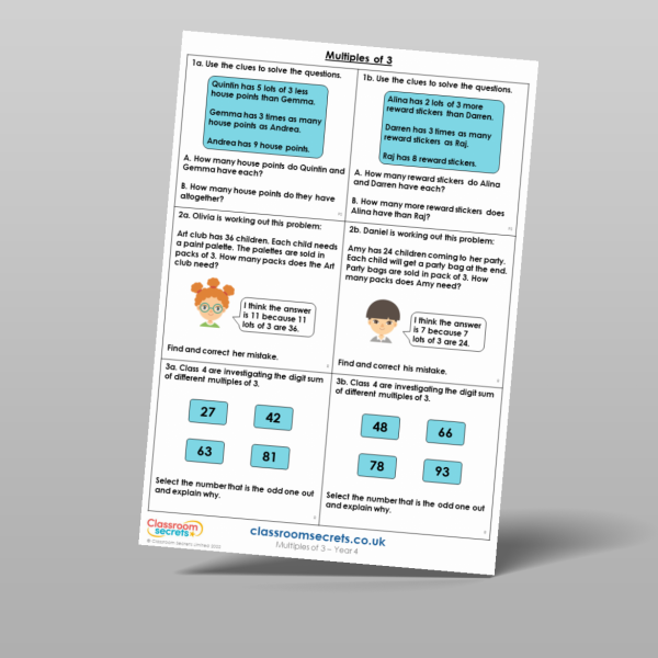 Year 4 Multiples Of 3 Reasoning And Problem Solving Resource | Classroom Secrets