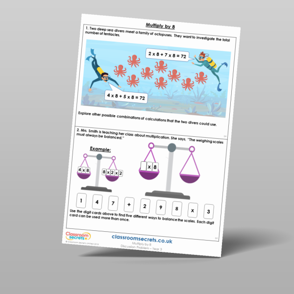 Year 3 Multiply By 8 Discussion Problem Resource | Classroom Secrets
