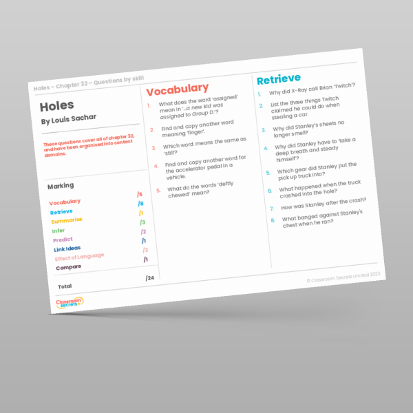 UKS2 Reading Skills Holes Chapter 32 Resource | Classroom Secrets
