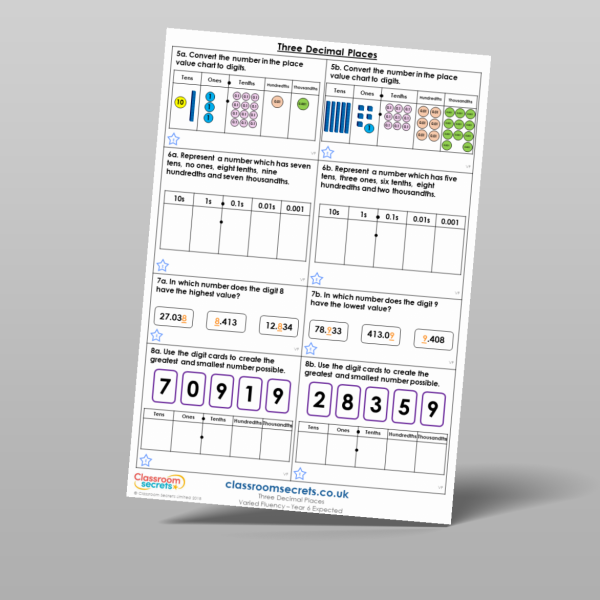 Year 6 Three Decimal Places Varied Fluency Resource | Classroom Secrets