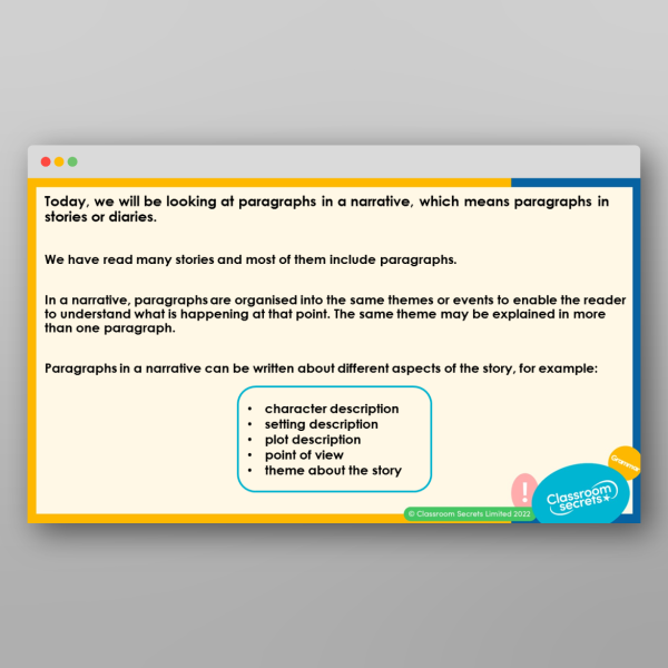 Year 3 Paragraphs In Narrative Teaching Ppt Resource | Classroom Secrets