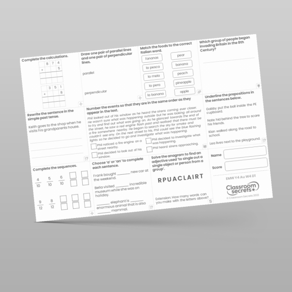 Year 4 Early Morning Work Autumn Week 4 Resource | Classroom Secrets