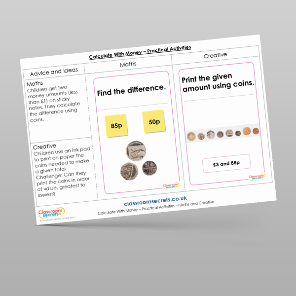 Year 2 Calculate With Money Practical Activities Resource | Classroom ...