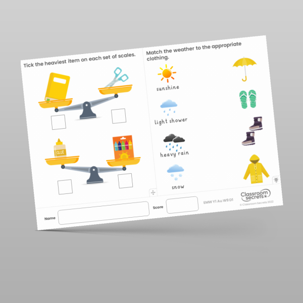 Year 1 Early Morning Work Autumn Week 9 Resource | Classroom Secrets