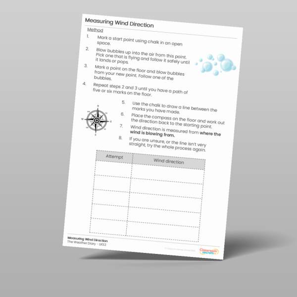 LKS2 Measuring Wind Direction Geography Fieldwork Worksheet Resource ...