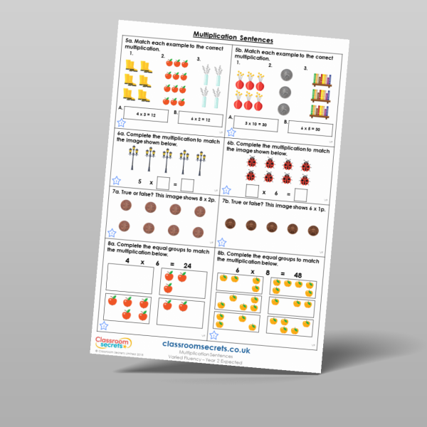 Year 2 Multiplication Sentences Varied Fluency Resource | Classroom Secrets