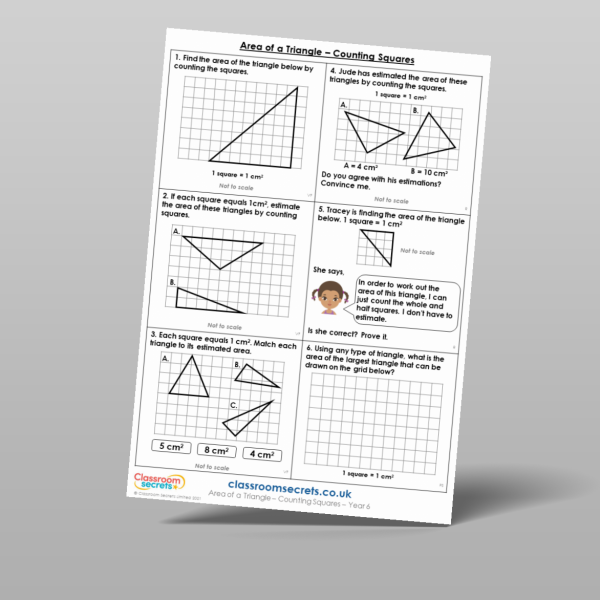 Year 6 Area Of A Triangle Counting Squares Mixed Activity Resource ...