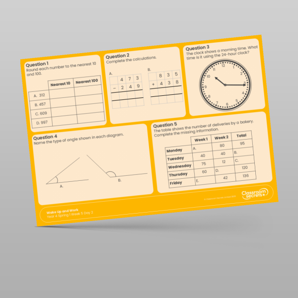 Year 4 Spring 1 Week 5 Wake Up And Work Resource | Classroom Secrets