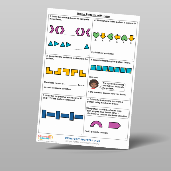 Year 2 Shape Patterns With Turns Mixed Activity Resource | Classroom Secrets