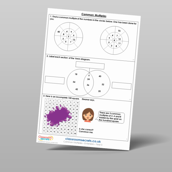 Year 5 Common Multiples Homework Resource | Classroom Secrets