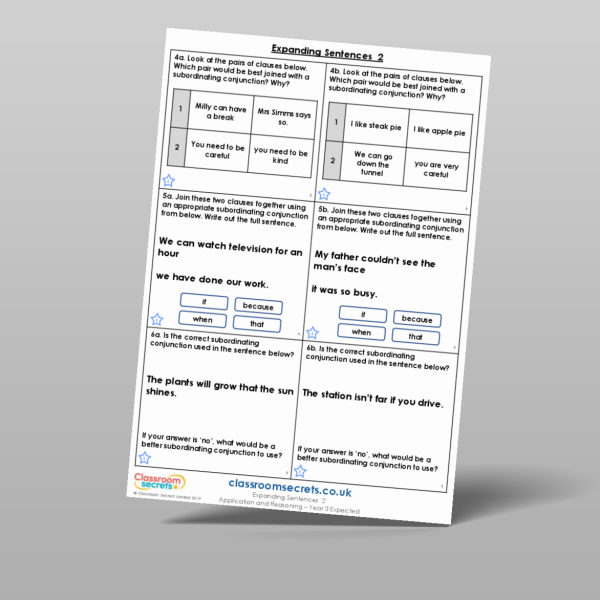 Year 3 Expanding Sentences 2 Application And Reasoning Resource ...