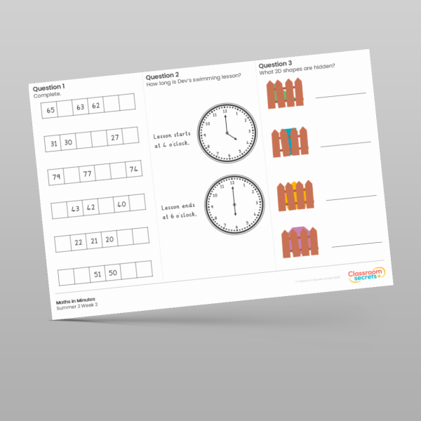 Year 1 Summer 2 Week 2 Maths In Minutes Resource | Classroom Secrets