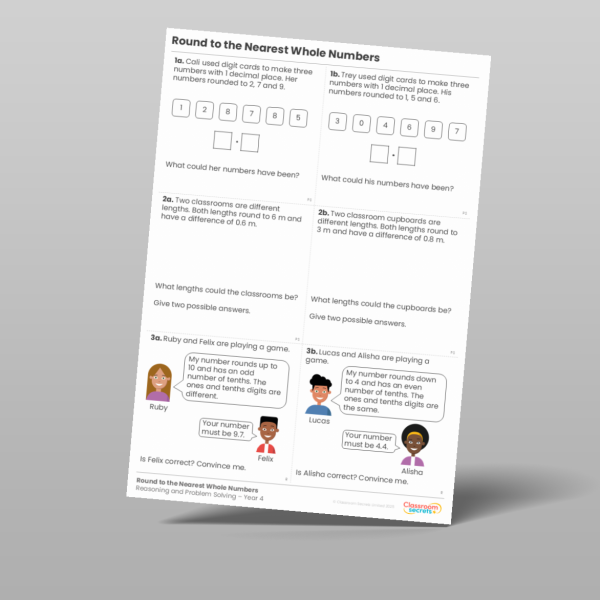 Year 4 Round To The Nearest Whole Numbers Reasoning And Problem Solving Resource | Classroom Secrets