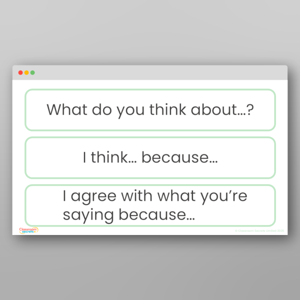 Sustainability Discussion Cards Sentence Stems Resource | Classroom Secrets