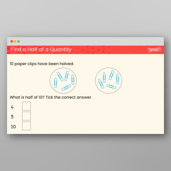 Year 1 Find A Half Of A Quantity Teaching Ppt Resource | Classroom Secrets