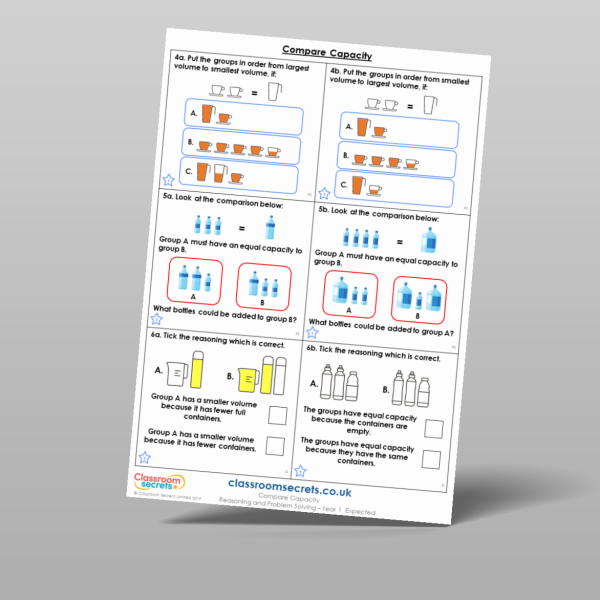 Year 1 Compare Capacity Reasoning And Problem Solving Resource ...