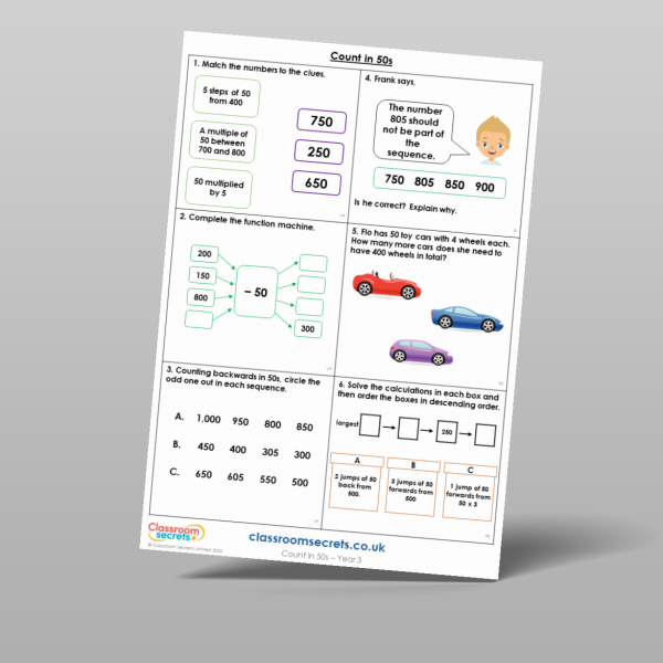 Year 3 Count In 50s Mixed Activity Resource | Classroom Secrets