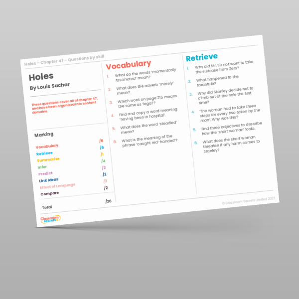 UKS2 Reading Skills Holes Chapter 47 Resource | Classroom Secrets