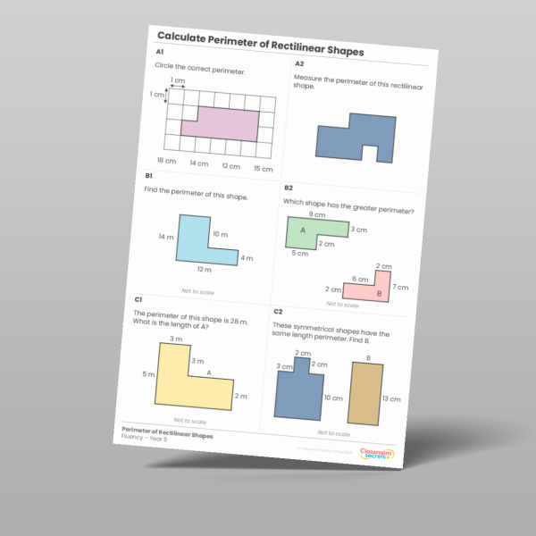 Year 5 Calculate Perimeter Of Rectilinear Shapes Fluency Matrix ...