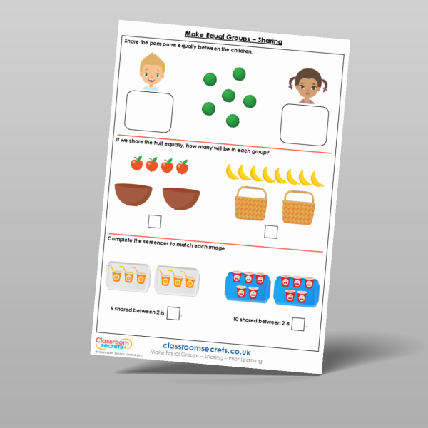 Year 1 Make Equal Groups Sharing Prior Learning Resource | Classroom Secrets
