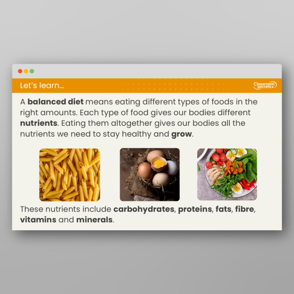 Year 2 What Is A Balanced Diet Lesson Resource | Classroom Secrets
