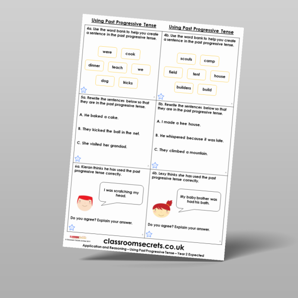 Year 2 Using Past Progressive Tense Application And Reasoning Resource ...