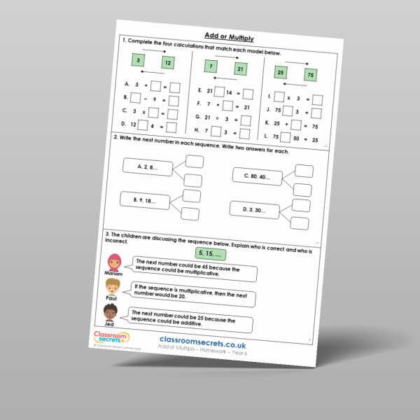 Year 6 Add Or Multiply Homework Resource | Classroom Secrets