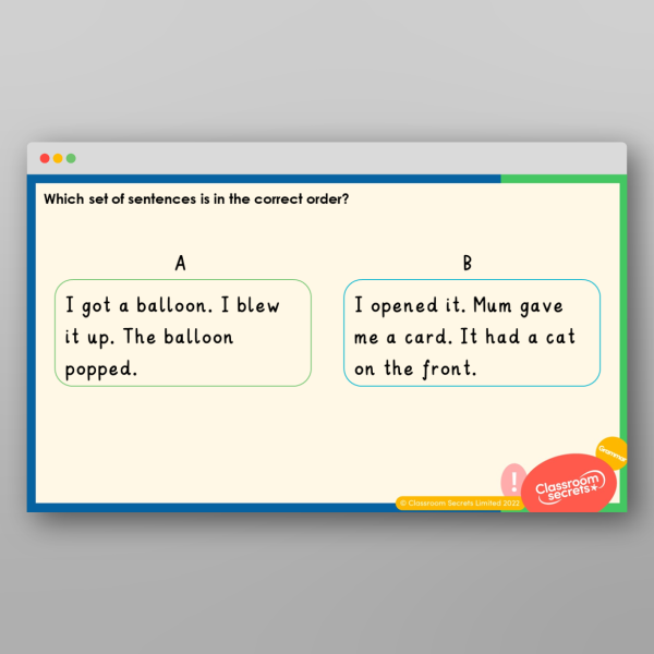 Year 1 Ordering Given Sentences Teaching Ppt Resource | Classroom Secrets