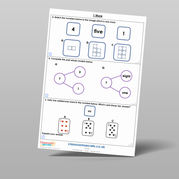 Year 1 1 More Homework Resource | Classroom Secrets Year 1 1 More Homework Resource | Classroom Secrets