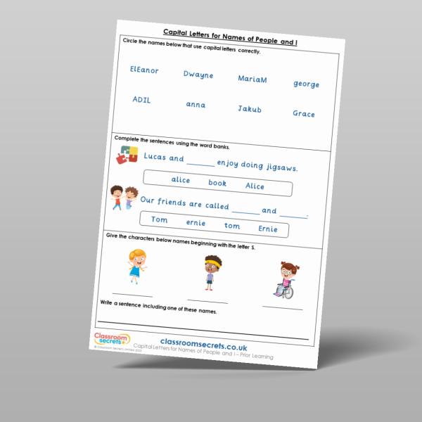 Year 1 Capital Letters For Names Of People And I Prior Learning ...