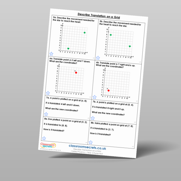 Year 4 Describe Translation On A Grid Varied Fluency Resource ...