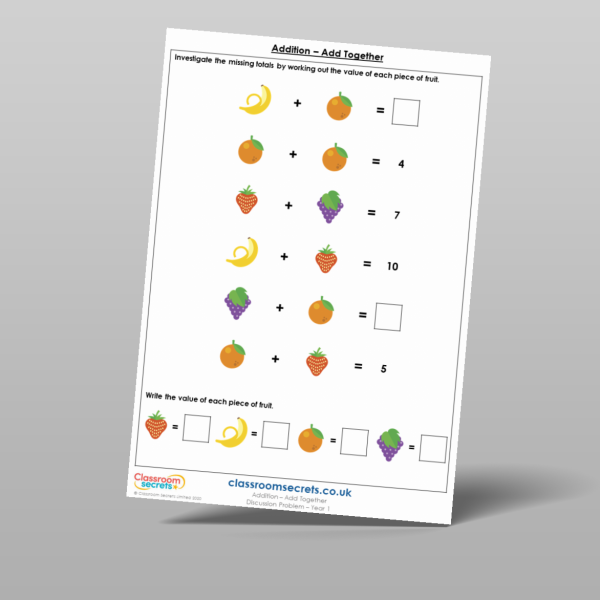 Year 1 Addition Add Together Discussion Problem Resource | Classroom ...