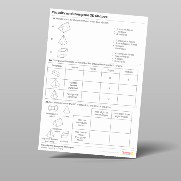 Year 6 Classify And Compare 3d Shapes Varied Fluency Resource ...