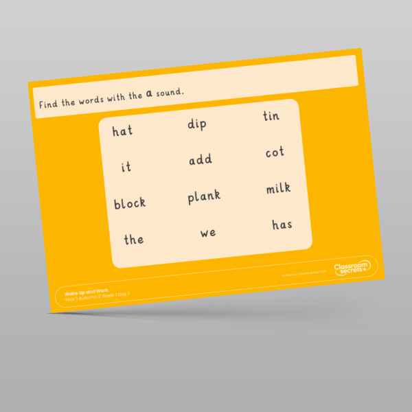 Year 1 Autumn 2 Week 1 Wake Up And Work Resource | Classroom Secrets