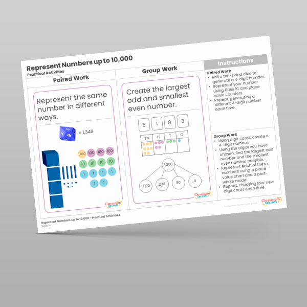Represent Numbers up to 10,000 Practical Activities Resource ... Represent Numbers up to 10,000 Practical Activities Resource ...