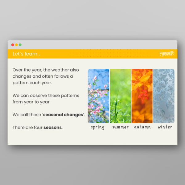 Year 1 How Does The Weather Change Investigation Lesson Resource ...